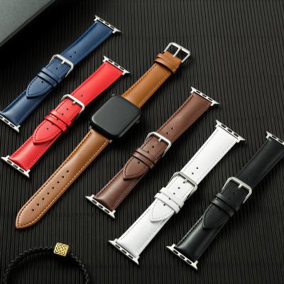 China Brown Leather Watch Band for Apple Watch SE 3 2 Series 11 10 9 8 ultra 3 2 42mm 45mm 46mm Full Grain Replacement Strap for Women for sale