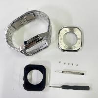 China Three Beads Metal Strap for IWatch Series 45mm Modification Kit Set Stainless Steel Case Band for Apple Watch Series 9 8 7 SE 5 for sale