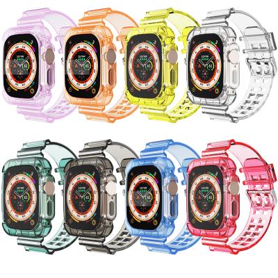 China Ice Cube Sports Watch Band TPU Integrated Watch Strap Clear Transparent Strap Band for Apple Watch Series 8 Ultra 49mm for sale
