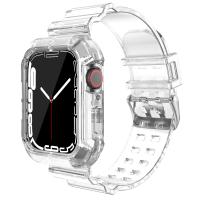 China Integrated Sport Clear Band + Case for Apple Watch Series 7 45mm Transparent Silicone Strap for Iwatch 7 Iwatch7 45mm 41mm Cover for sale