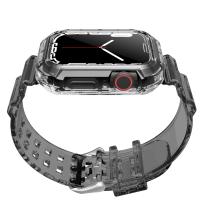China Integrated Sport Clear Band + Case for Apple Watch Series 7 45mm Transparent Silicone Strap for Iwatch 7 Iwatch7 45mm 41mm Cover for sale