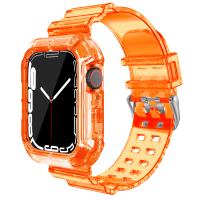 China Integrated Sport Clear Band + Case for Apple Watch Series 7 45mm Transparent Silicone Strap for Iwatch 7 Iwatch7 45mm 41mm Cover for sale