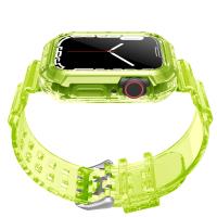 China Integrated Sport Clear Band + Case for Apple Watch Series 7 45mm Transparent Silicone Strap for Iwatch 7 Iwatch7 45mm 41mm Cover for sale