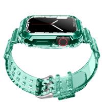 China Integrated Sport Clear Band + Case for Apple Watch Series 7 45mm Transparent Silicone Strap for Iwatch 7 Iwatch7 45mm 41mm Cover for sale