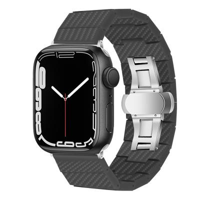 China Carbon Fiber Strap for Apple Watch Band 44mm 42mm 41mm 45mm 40mm 38mm Lightweight Link Belt Bracelet IWatch Series 5 4 3 6 SE 7 for sale