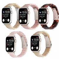 China Tortoise Shell Resin Watch Band for Apple Watch Series 11 10 9 8 7 6 38mm 42mm Lightweight Warm Touch Strap for Women for sale