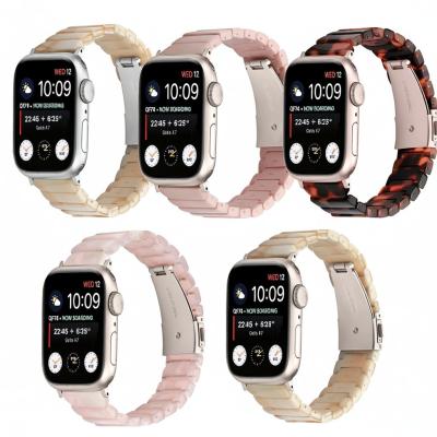 China Tortoise Shell Resin Watch Band for Apple Watch Series 11 10 9 8 7 6 38mm 42mm Lightweight Warm Touch Strap for Women for sale