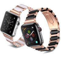 China Stainless Steel Ceramic Watch Strap for Apple Watch Band Series 7 6 5 4 3 2 1iWatch 38 40 42 44mm Crossing Style Wrist Bracelet for sale