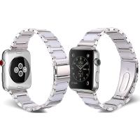 China Stainless Steel Ceramic Watch Strap for Apple Watch Band Series 7 6 5 4 3 2 1iWatch 38 40 42 44mm Crossing Style Wrist Bracelet for sale