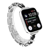 China For Apple Watch Women Girls Stainless Steel  Slim Leather Watch Strap Double Circle Bracelet Replacement for sale