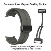 China Official Magnet Folding Buckle Silicone Strap Band for Samsung Galaxy Watch 5 Red SIlicone Watch Band Blue Watch Strap Armband for sale