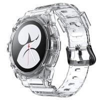 China Luxury Transparent Strap + Case for for Watch 5 4 40mm 44mm TPU + Stainless Steel Sport Band Soft Bracelet Watchband for sale