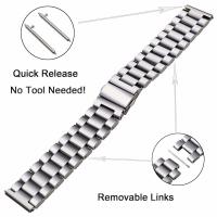 China Eraysun 22mm/20mm/18mm Three-bead Titanium Alloy Strap for Samsung Galaxy Watch3  Stainless Steel Bracelet Band for  Huawei GT2 for sale