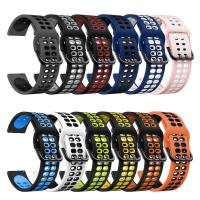 China Eraysun 20mm 22mm Double-breasted Silicone Band Strap for Samsung Active 2 Galaxy Watch Dual Color Watch Band for sale