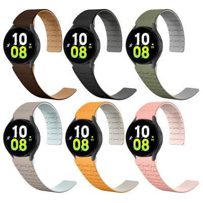 China Eraysun New Style Magnetic Silicone Color Contrast Watch Band for Samsung Watch 4 /5 /6  20mm Smart Watch Band for sale