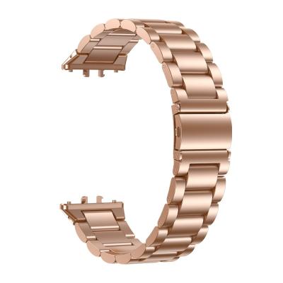 China Eraysun 2025 New Published Stainless Steel Watch Band for Samsung Galaxy Watch Fit 3 Three Beads Steel Bracelet Smart Watch Band for sale