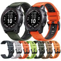 China Eraysun Quick Release Two Colors Silicone Strap Soft Rubber Waterproof Fashion Smart Watch Band for Garmin Fenix7 Pro 22mm 26mm for sale