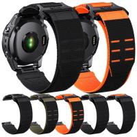 China Soft JM Style Magnetic Sticker Nylon Watch Band for Garmin Watch 22mm 26mm Width Fabric Watch Bands for sale