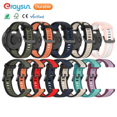 China Silicone Sport Watch Band Dual Color for Garmin Forerunner 165 Soft Breathable Waterproof Rubber 18/20/22mm Watch Strap for sale