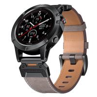 China Eraysun 22mm 26mm Quick Release Leather Watch Strap for Garmin Fenix 3 5 5X 6X 7X Replacement Adjustable Watch Bands for sale