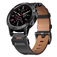 China Eraysun 22mm 26mm Quick Release Leather Watch Strap for Garmin Fenix 3 5 5X 6X 7X Replacement Adjustable Watch Bands for sale