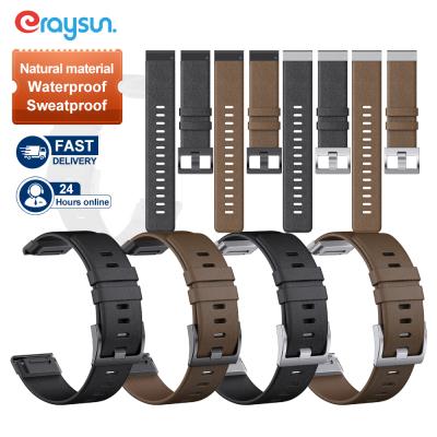 China Eraysun Watch Strap 22/26mm for Garmin Fenix8 47/51mm 5 5XPlus 6 6XPro 7 7X Instinct2X Tactix7 Quick Release Leather Watch Bands for sale