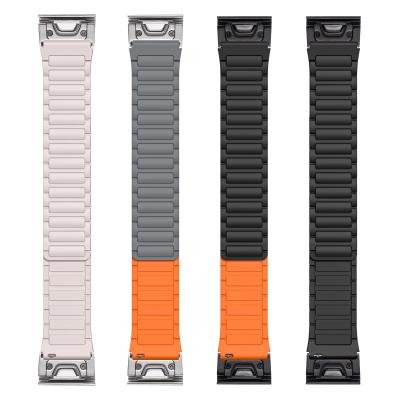 China Eraysun Silicone Magnetic Watch Strap 26mm for Garmin Fenix 7X 7 Pro Fenix 6X 5X Forerunner 965 955 Quick Release Watch Band for sale