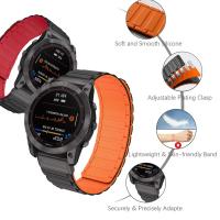China Eraysun 26mm Silicone Magnetic Watch Band for Garmin Fenix 7X 7 Pro 6X 5X 5Plus Sport Mens Quick Release Watch Strap Bracelet for sale