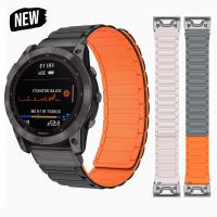 China Eraysun 26mm Silicone Magnetic Watch Band for Garmin Fenix 7X 7 Pro 6X 5X 5Plus Sport Mens Quick Release Watch Strap Bracelet for sale