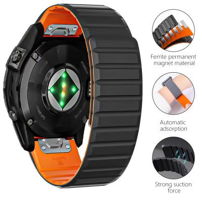 China Eraysun Breathable Luxury Silicone Magnetic Watch Strap for Garmin Fenix 7/7X/6/6X/5/5X Smartwatches-Custom Sport Quick Release for sale