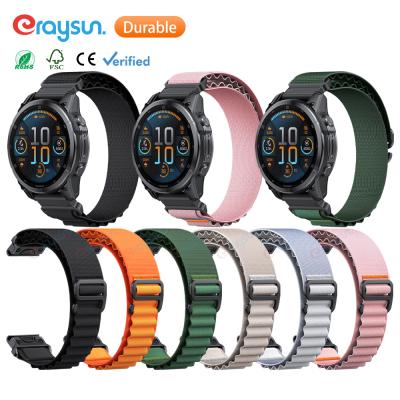 China High Mountain Nylon Abs Buckle Quick Fit Watch Strap for Garmin Fenix 8 22mm 26mm Fabric Smart Watch Strap for sale