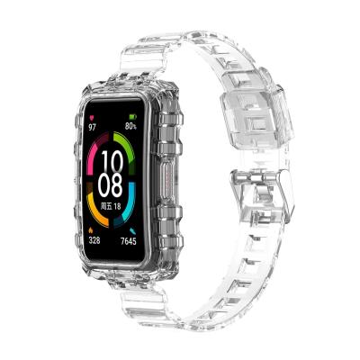 China Eraysun Sport Transparent Strap for Huawei Watch Band 6/7/6Pro Clear With Rugged Bumper Case for Honor Band 6 Accessories for sale