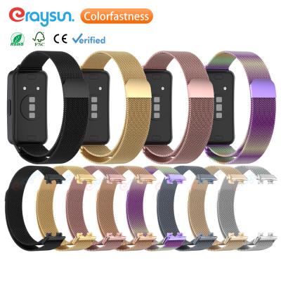 China Eraysun Metal Strap for Huawei Band 8/9/10 NFC Smartwatch Magnetic Wristband Mlianese Loop Belt Bracelet Stainless Steel Strap for sale