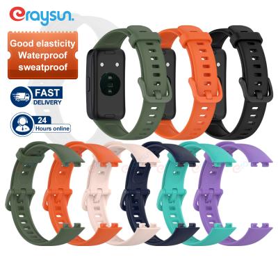 China Eraysun Silicone Strap for Huawei Band 8/9/10 NFC Replacement Wristband Soft TPU Sport Bracelet Breathable Smart Watch Bands for sale