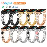 China Eraysun Women Diamond Strap for Huawei Watch Fit3 Metal Wrist Band Stainless Steel Replacement Jewelry Clover Watch Band for sale