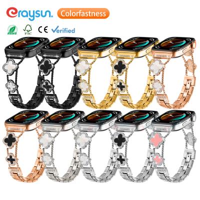 China Eraysun Women Diamond Strap for Huawei Watch Fit3 Metal Wrist Band Stainless Steel Replacement Jewelry Clover Watch Band for sale