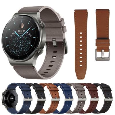 China Eraysun Leather Watch Straps Genuine 22mm Leather Strap for Huawei Watch GT 2 GT2 Pro Replacement Vintage Smart Watch Band for sale