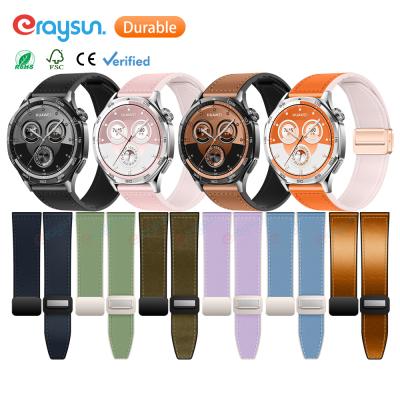 China Eraysun Magnetic Watch Band Leather 20mm 22mm Watch Strap for Huawei Watch GT5/4/3 46mm Smart Bracelet Replaceable Wristband for sale