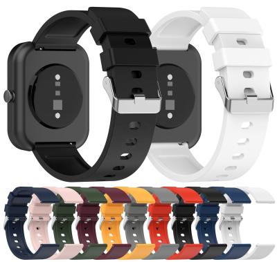 China Official Colorful Silicone Smart Strap for Amazfit Bip 3 Pro Bracelet Silver Buckle Wristband for sale