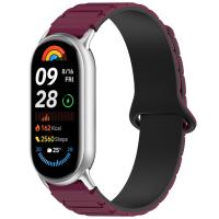 China Eraysun 12mm Magnetic Silicone Band for Xiaomi Smart Band 9/ 9NFC/ Mi Band 8 NFC Luxury Sport Adjustable Rubber Watch Strap for sale