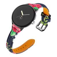 China Black Silver Connector Genuine Leather Watch Band for Google Pixel Watch Bracelet Wristband for sale