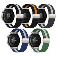 China Eraysun 2025 New Breathable Luxury Nylon Soft Watch Strap 22mm Striped Magnetic Unisex Magnetic Snap Buckle Fabric Watch Bands for sale