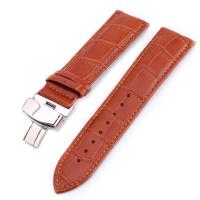 China Eraysun Leather Watch Straps First Layer With Butterfly Buckle Genuine Leather Luxury Band for Leather Smart Watch Band for sale