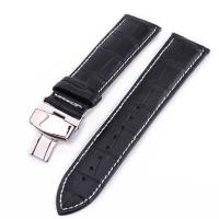 China Eraysun Leather Watch Straps First Layer With Butterfly Buckle Genuine Leather Luxury Band for Leather Smart Watch Band for sale