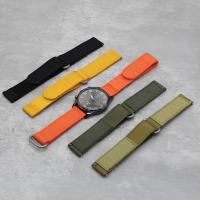 China Eraysun Hook and Loop Adhesive Bracelet Quick Release Watch Strap 18mm 22mm Ribbed Adjustable Mustard Nylon Watch Band 20mm for sale