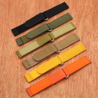 China Eraysun Hook and Loop Adhesive Bracelet Quick Release Watch Strap 18mm 22mm Ribbed Adjustable Mustard Nylon Watch Band 20mm for sale