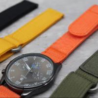 China Eraysun Hook and Loop Adhesive Bracelet Quick Release Watch Strap 18mm 22mm Ribbed Adjustable Mustard Nylon Watch Band 20mm for sale