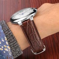 China Eraysun Luxury Genuine Alligator Leather Watch Strap Brown Black Folding Buckle Real Crocodile Leather Watch Band for sale