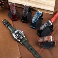 China Eraysun Base Watch Bands Oil Wax Leather Tray Watch Strap Universal 16/18/19/20/21/22mm Top Layer Cowhide Mens Watch Bands for sale