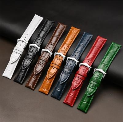 China Bamboo Leather Breathable Watch Band for 10mm 16mm 18mm 20mm 22mm Leather Watch Strap for Men Woman for sale